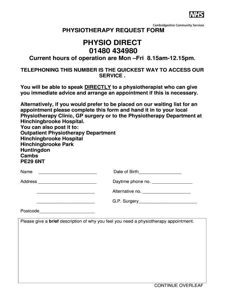 Fillable Online wellside org PATIENT SELF-REFERRAL PHYSIOTHERAPY REQUEST FORM - - wellside org ...