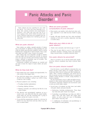 Fillable Online Panic Attacks and Panic Disorder - The Therapy Center ...