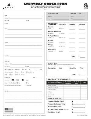 Fillable Online EVERYDAY ORDER FORM - Avanti Press Fax Email Print ...