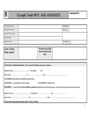 Fillable Online Health Safety Security - Forms - General Risk Assessment Form The General Risk ...