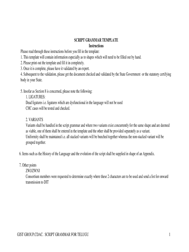 Fillable Online SCRIPT GRAMMAR TEMPLATE Fax Email Print - pdfFiller