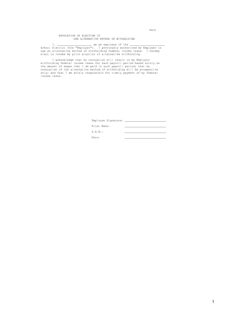 Fillable Online ssdt oecn k12 oh Date REVOCATION OF ELECTION TO USE ...