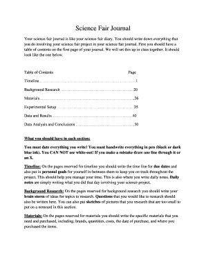 Fillable Online Science Fair Journal Fax Email Print - pdfFiller