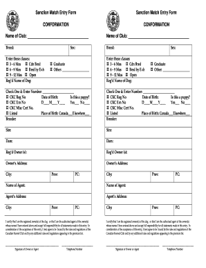 Fillable Online Sanction Match Entry Form CONFORMATION Name of bClubb ...