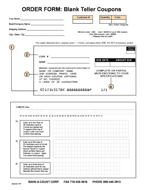 Fillable Online ORDER FORM Blank Teller Coupons - bbankb-a-bcountbbcomb ...