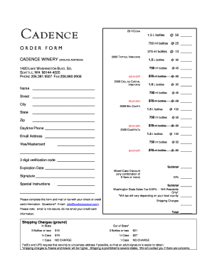 Fillable Online Cadence-Order-Form-2.. - Cadence Winery Fax Email Print ...