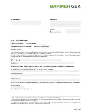 Barmer Sepa Lastschriftmandat - Online ausfüllen, ausdrucken ...