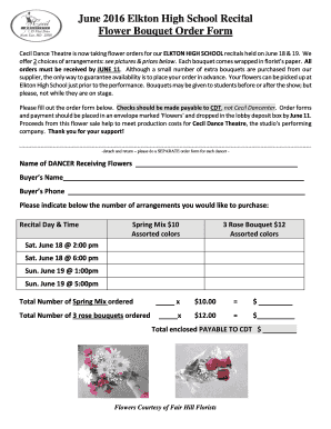 Fillable Online 2015 Flower Order Form - Cecil Dancenter Fax Email ...
