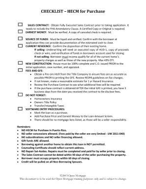 Fillable Online CHECKLIST HECM for Purchase - Open Mortgage Fax Email ...