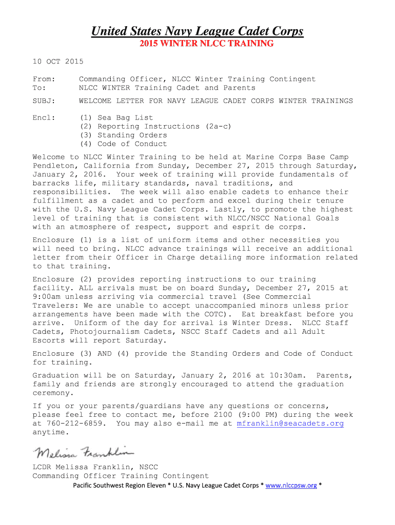 Fillable Online nlccpsw Aboard Packet - US Navy League Cadet Corps ...