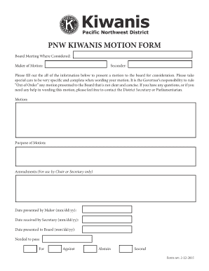 Fillable Online kiwanispnw PNW KIWANIS MOTION FORM Fax Email Print ...