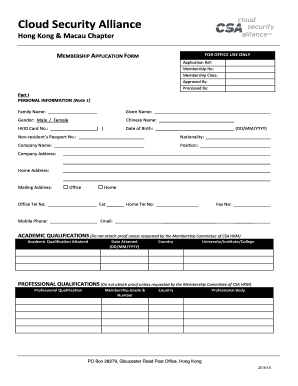 Fillable Online chapters cloudsecurityalliance CSA HKM Membership ...