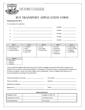 Fillable Online BUS TRANSPORT APPLICATION FORM Fax Email Print - pdfFiller