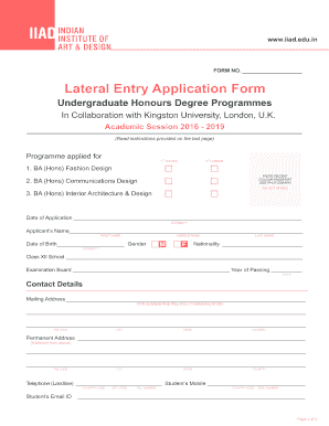 Fillable Online iiad edu Application FormLateral Entry - iiad edu Fax ...