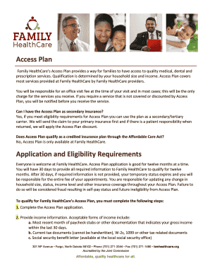 Fillable Online Family HealthCares Access Plan provides a way for ...