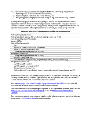 Fillable Online advancedrtu Existing RTU Characteristics Replacement ...