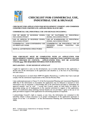 Fillable Online holroyd nsw gov CHECKLIST FOR COMMERCIAL USE INDUSTRIAL ...