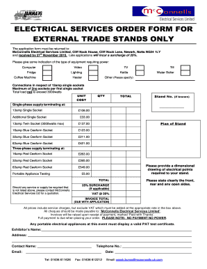 Fillable Online ELECTRICAL SERVICES ORDER FORM FOR EXTERNAL TRADE ...