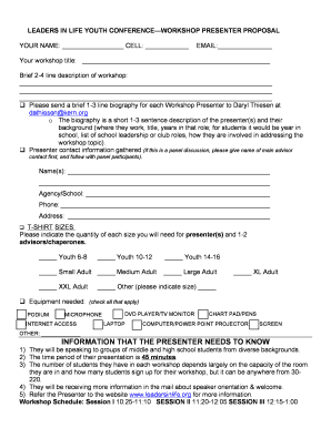 Fillable Online leadersinlife INFORMATION THAT THE PRESENTER NEEDS TO ...