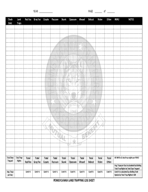Fillable Online Land Trapping Log - Pennsylvania Trappers Association ...