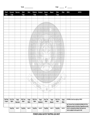 Fillable Online Water Trapping Log - Pennsylvania Trappers Association ...