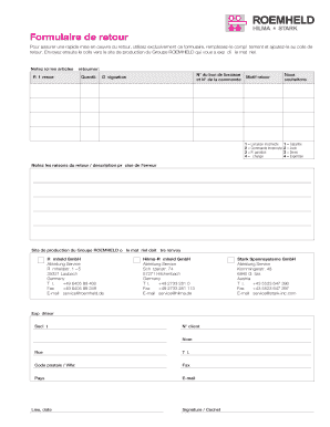 Remplissable En Ligne roemheld-gruppe Formulaire de retour Fax Email ...