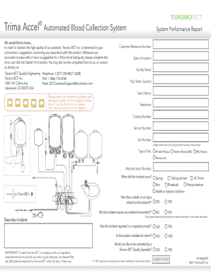 Fillable Online Trima Accel System Performance Report Electronic Fax ...