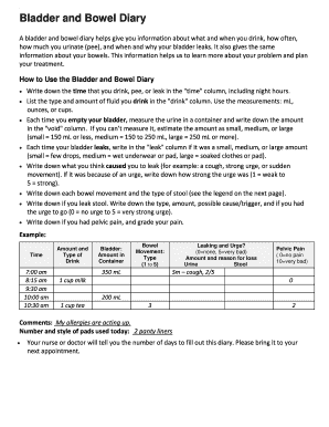 Fillable Online Bladder and Bowel Diary - My.Health.Alberta.ca Fax ...