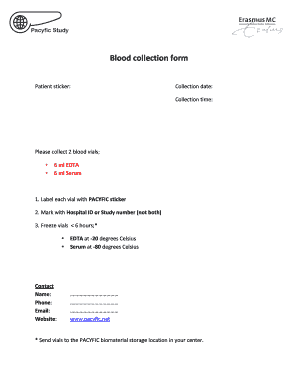 Fillable Online pacyfic Blood Collection Form - bPacyficb - pacyfic Fax ...
