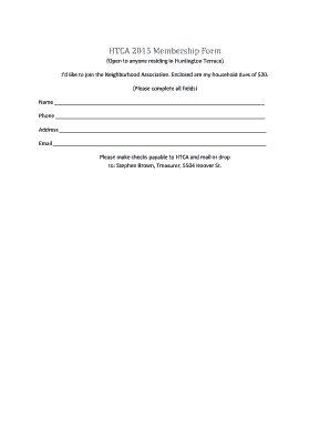 Fillable Online htca BHTCAb 2015 Membership form Fax Email Print - pdfFiller
