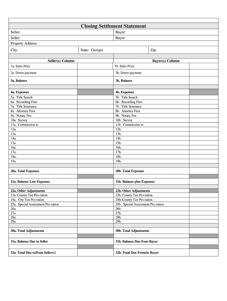 Closing Statement Form Fill Online Printable Fillable Blank 