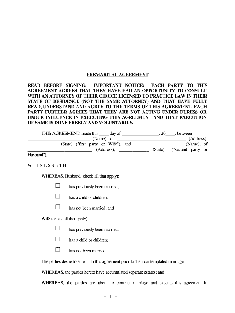 Prenup Template Fill Online Printable Fillable Blank PdfFiller