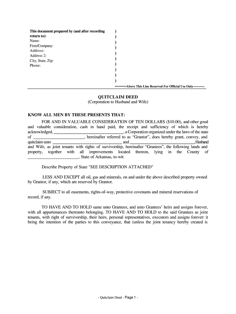 Quitclaim Deed Arkansas Fill Online Printable Fillable Blank 
