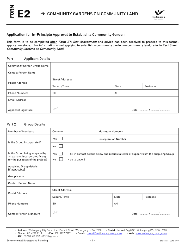 Fillable Online COMMUNITY GARDENS ON COMMUNITY LAND Fax Email Print ...