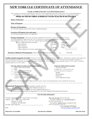 Fillable Online apps americanbar New york cle bcertificateb of ...