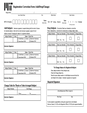 Fillable Online web mit Registration Correction Form (Add/Drop/Change ...