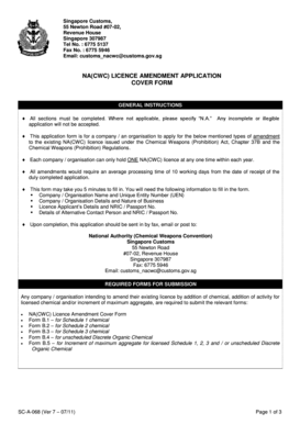 Fillable Online customs gov Na(cwc) licence amendment application cover ...