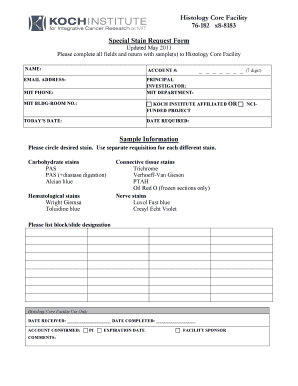Fillable Online ki mit Special Stain Request Form - ki mit Fax Email ...