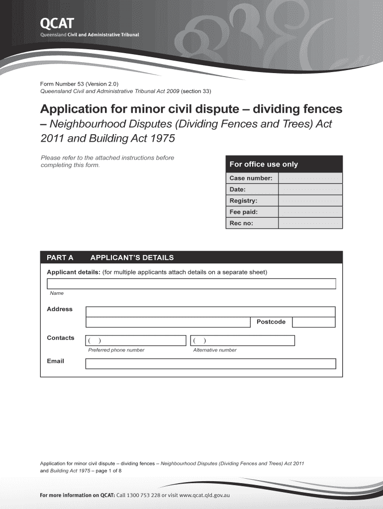 Fillable Online QCAT Form Number 53 (Version 2.0) Fax Email Print ...