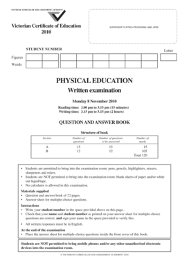 Fillable Online 2010 Physical Education Written examination 2010 ...