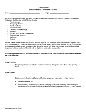 Fillable Online HospicePalliative Care Clinical Privileges Fax Email ...