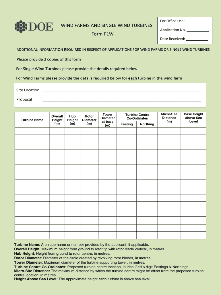 Fillable Online WIND FARMS AND SINGLE WIND TURBINES Fax Email Print ...