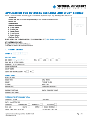 Fillable Online vu edu Application for overseas exchange and study ...