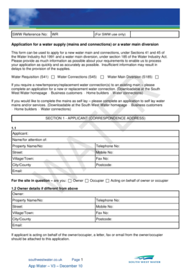Fillable Online App Water V3 December 10 Application for a ... - South ...