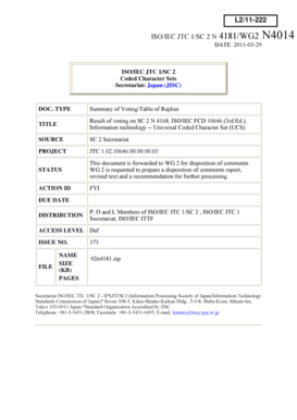Fillable Online unicode ISO/IEC JTC 1/SC 2 N 4181/WG2 N4014 L2/11-222 - unicode Fax Email Print ...