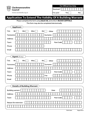 Fillable Online clacksweb org BApplicationb To Extend The Validity Of A ...