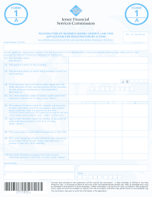 Fillable Online FORM FORM A A 1 1 Registration of Business Names ...