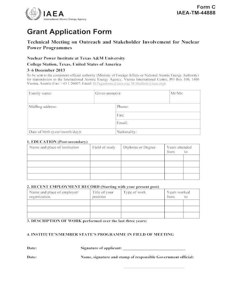 Fillable Online Grant Application Form Fax Email Print - pdfFiller