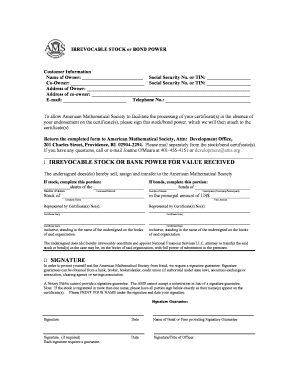 Fillable Online ams American Mathematical Society - Irrevocable Stock ...