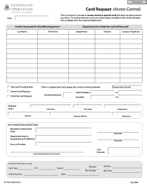 Fillable Online UAAC card request form 7/07.indd - Facilities and ...